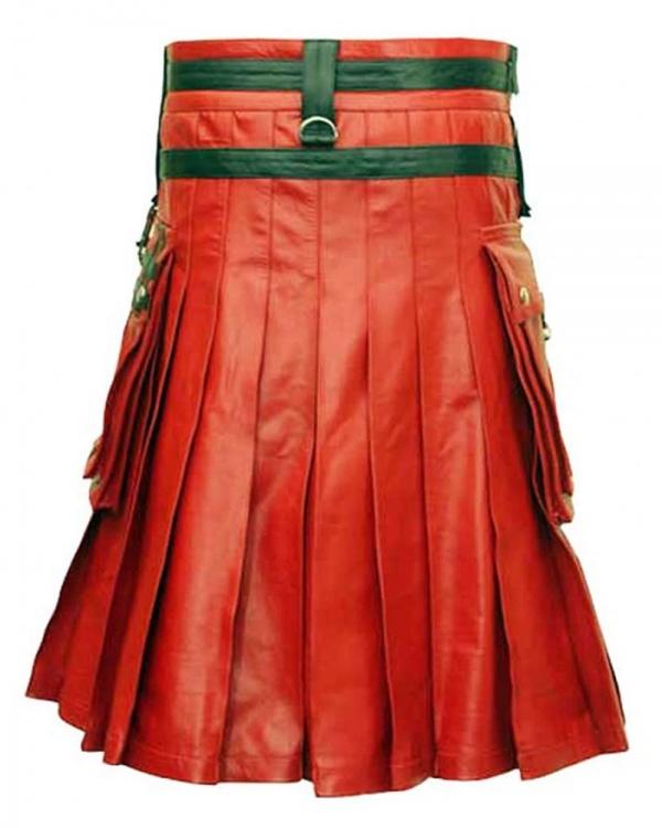 Buy Red & Black Leather Fashion Kilt | Custom Made Leather Kilts ...
