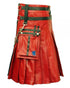 Buy Red & Black Leather Fashion Kilt | Custom Made Leather Kilts ...