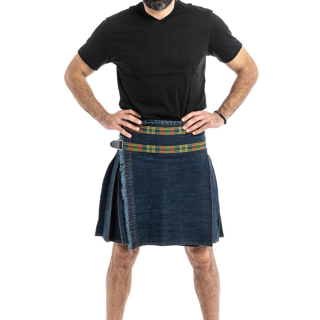 Washed Denim Hybrid Kilt – Scottish Kilt